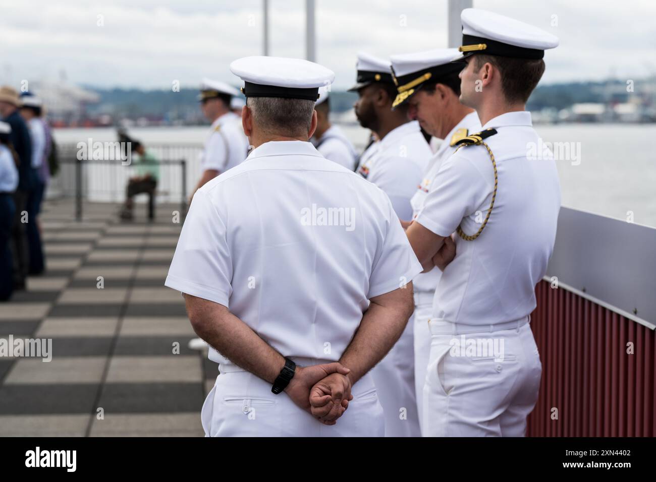Seattle, USA. 30th Jul 2024. The US Navy Band on Pier 66 on Elliott Bay ...