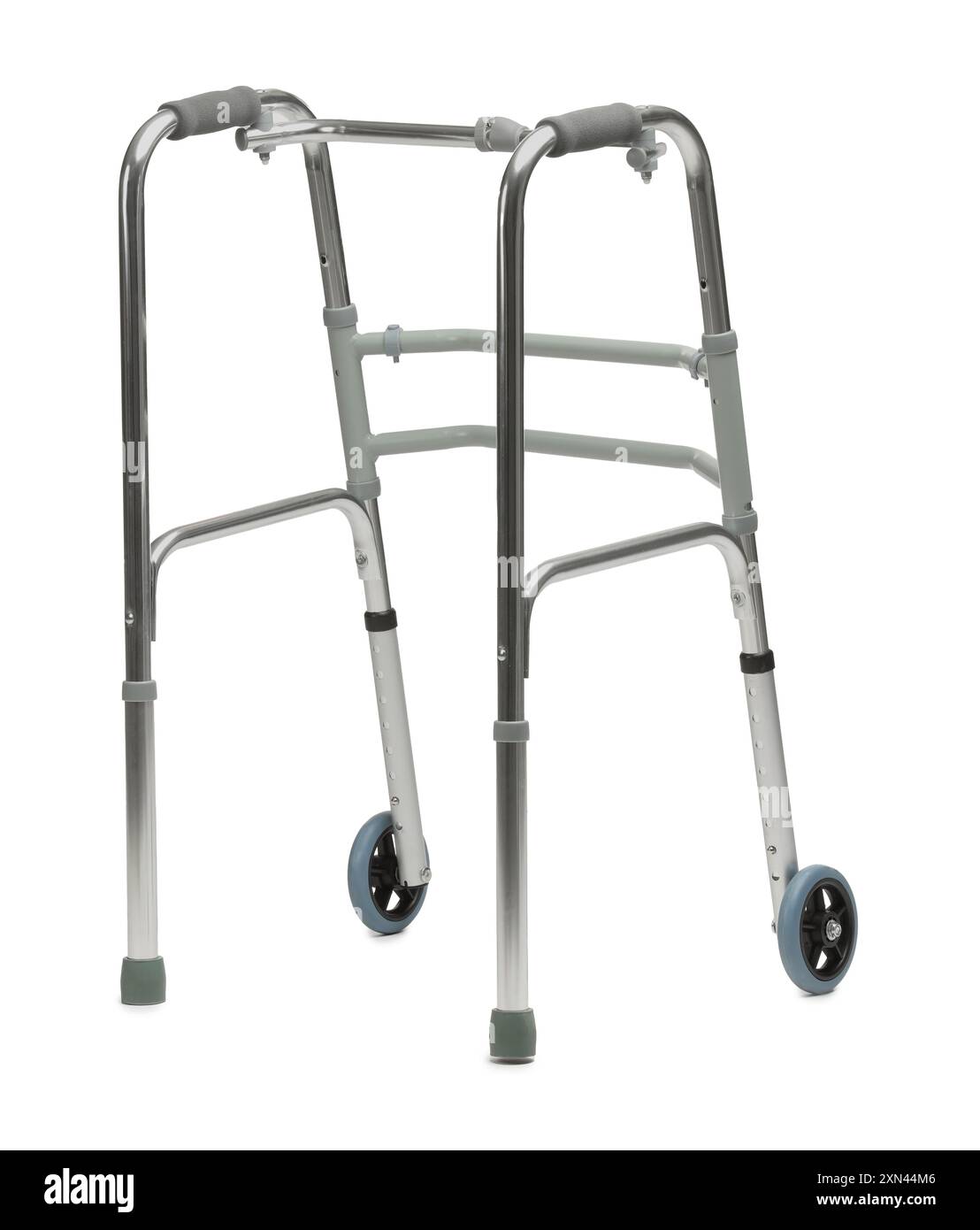 One metal walking frame isolated on white Stock Photo - Alamy