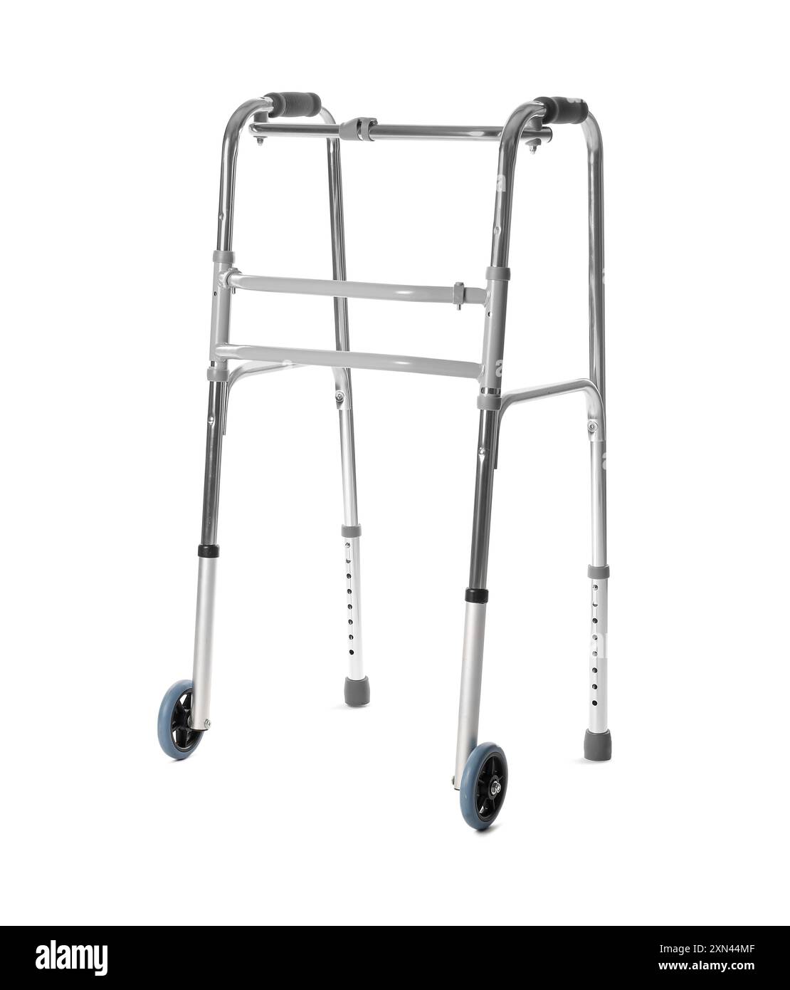 One metal walking frame isolated on white Stock Photo - Alamy