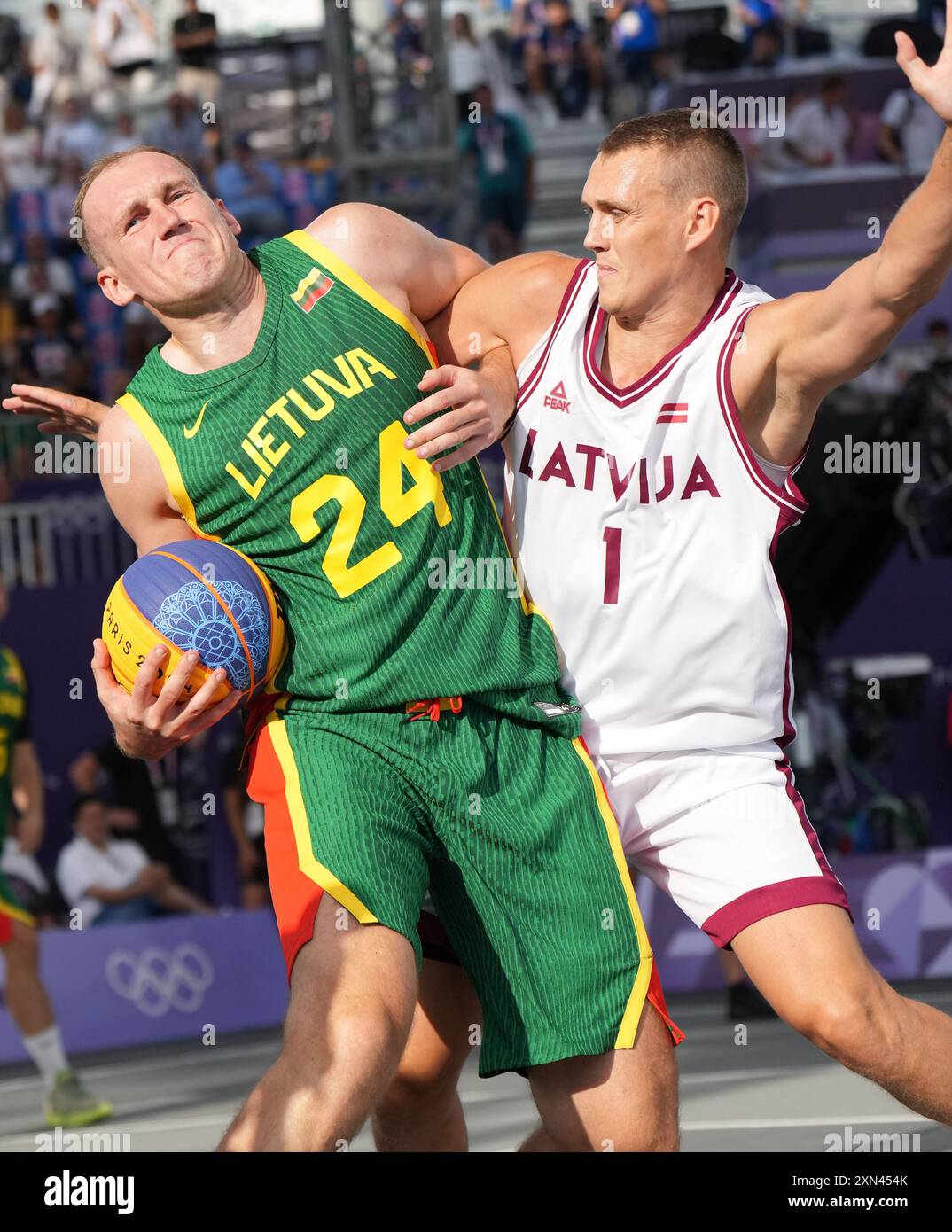 Paris, France. 30th July, 2024. Aurelijus Pukelis (L) of Lithuania ...