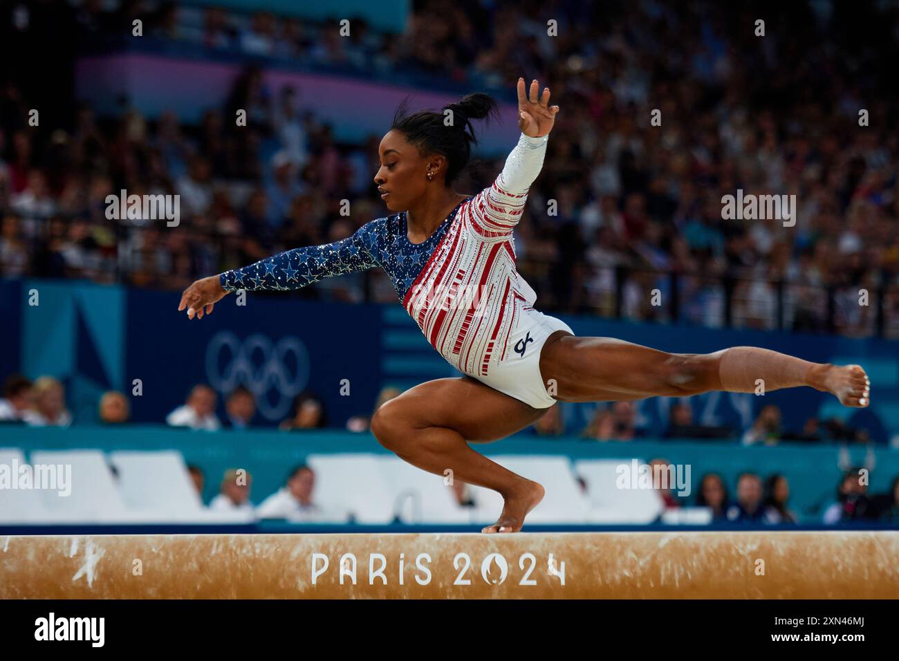 Simone Biles of Team United States looks prior the Artistic Gymnastics ...