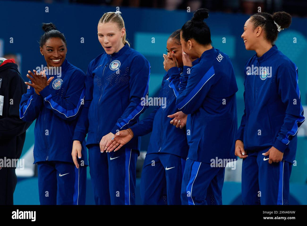 Hezly Rivera Jordan Chiles Jade Carey Sunisa Lee And Simone Biles Of