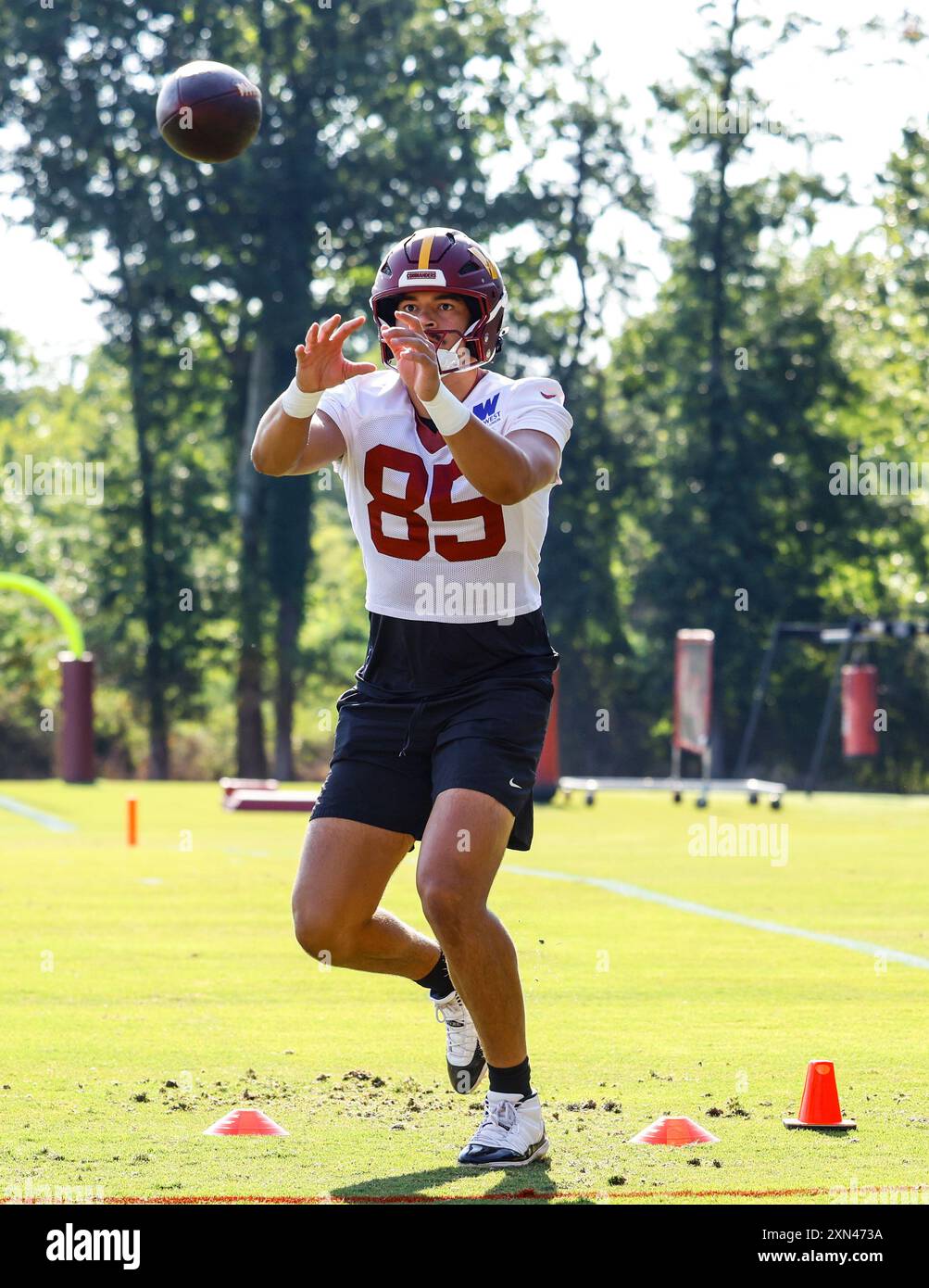 Washington Commanders tight end Cole Turner (85) during practice at the ...