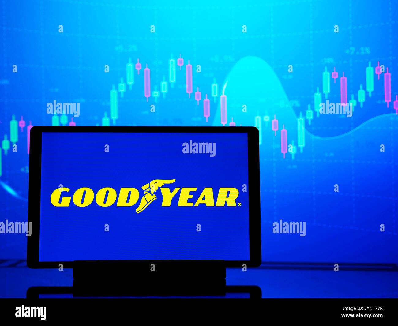 In this photo illustration, the Goodyear Tire and Rubber Company logo ...