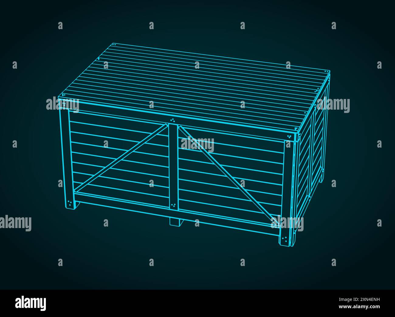Stylized vector illustration of industrial wooden packaging box Stock ...