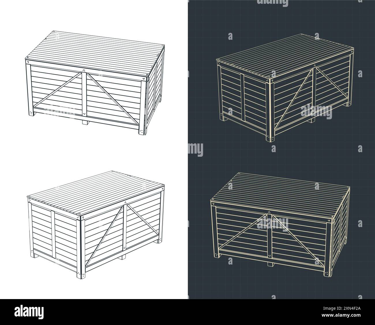 Stylized vector illustration of blueprints of industrial wooden ...