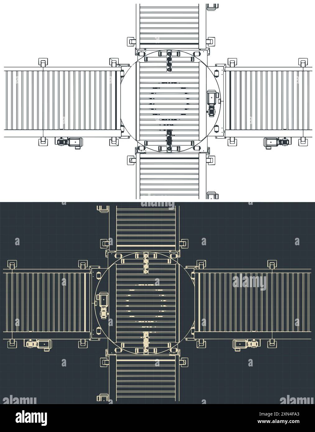 Turntable conveyor technical drawings. Roller conveyor with a turntable ...