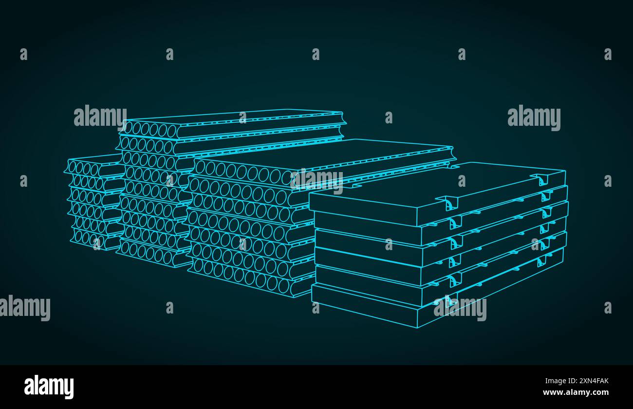 Building materials, reinforced concrete floor slabs illustration Stock ...
