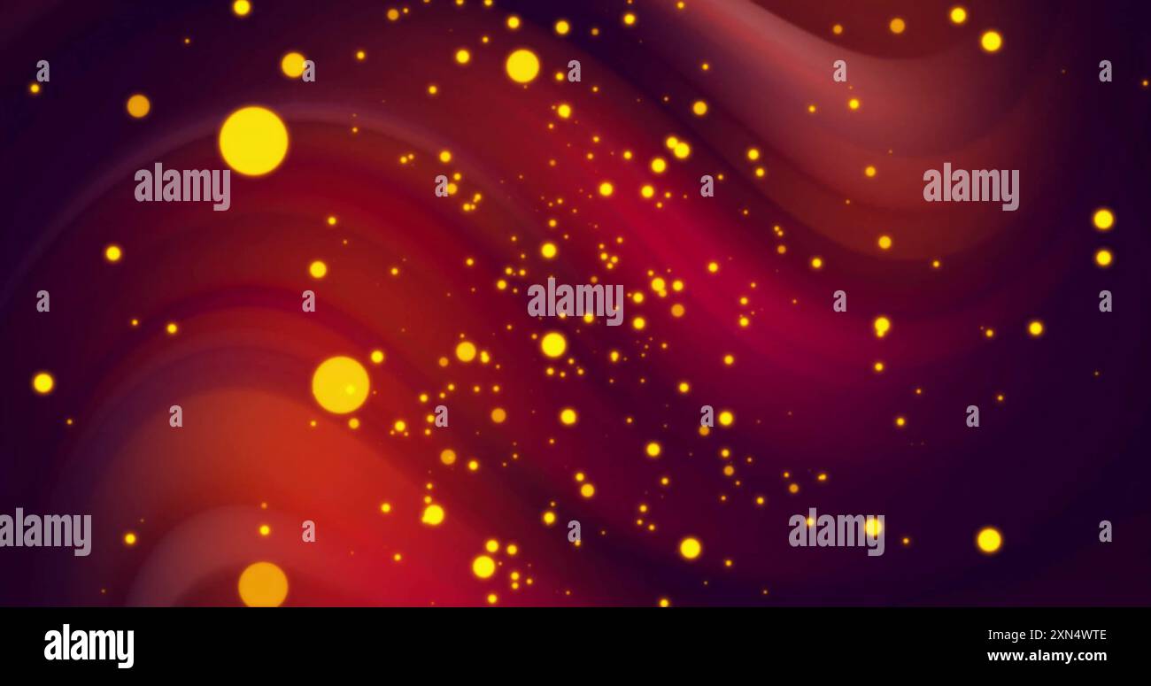Image of yellow light spots over red shapes on black background. Light ...