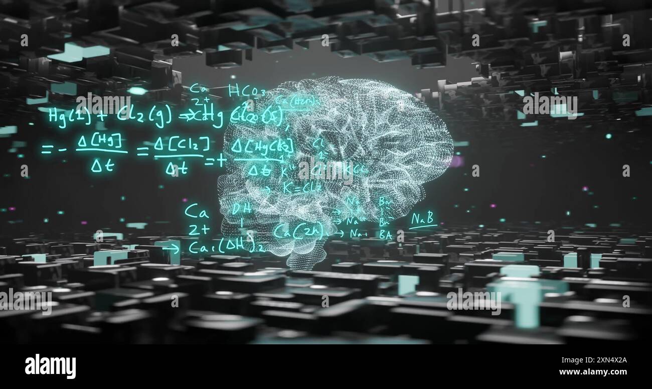 Image of scientific data processing over human brain Stock Photo - Alamy
