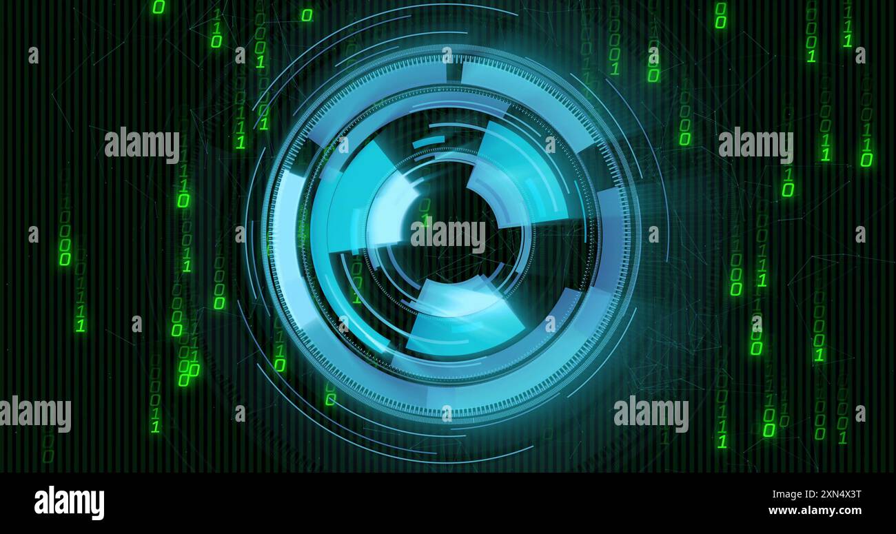 Futuristic Digital Interface With Rotating Elements And Binary Code 4443