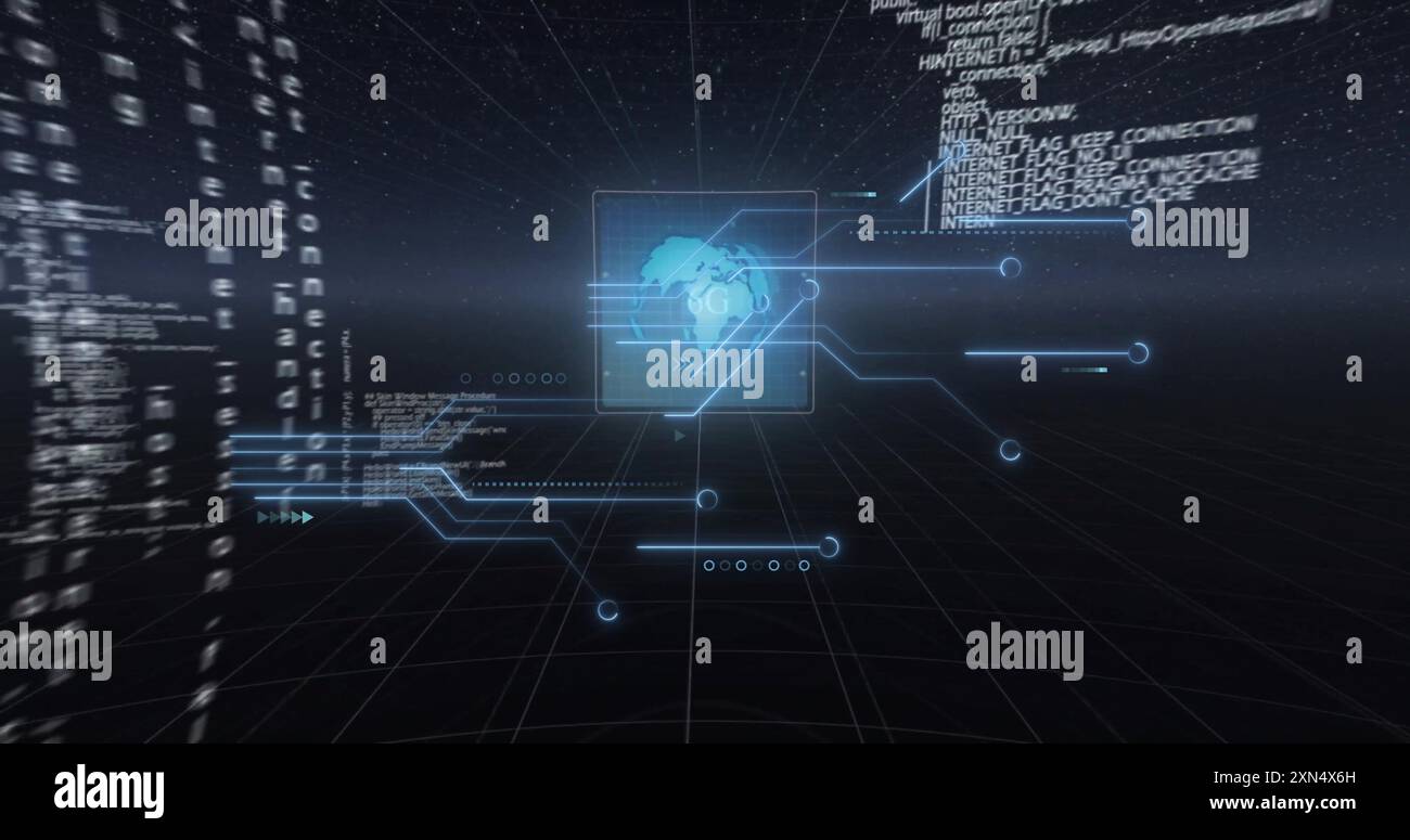 Image of 6g text, digital data processing over circuit board on black background Stock Photo - Alamy