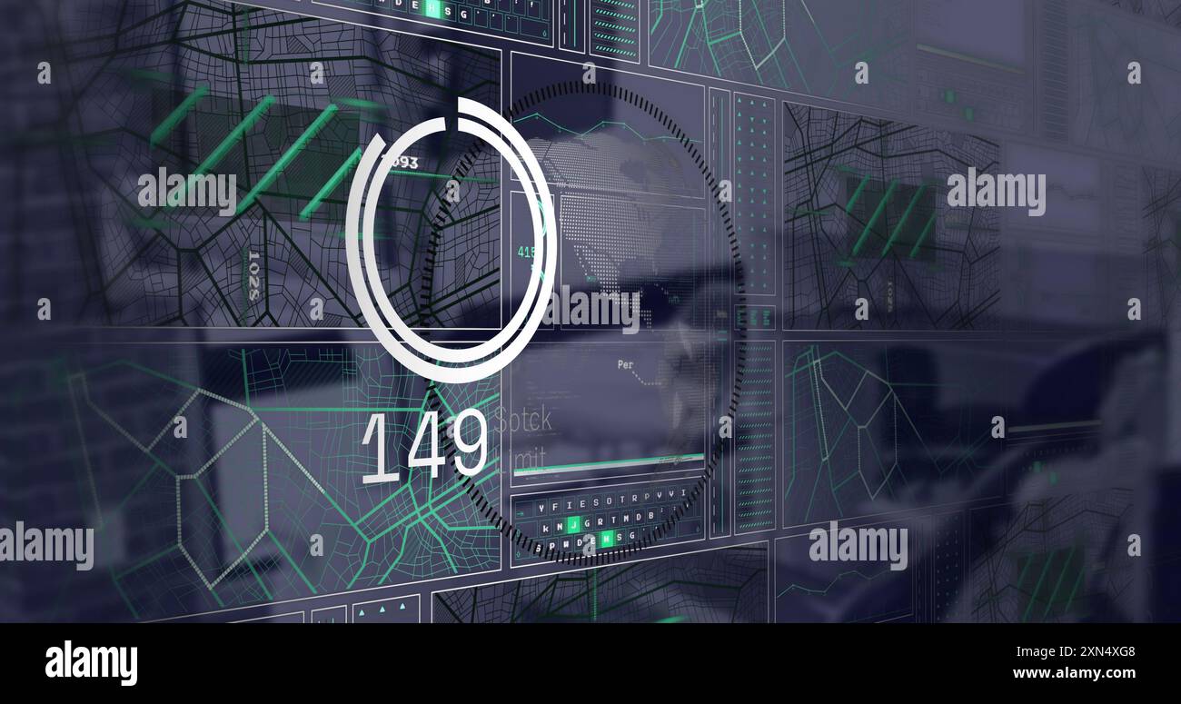 Image of financial data processing over desk in office Stock Photo - Alamy