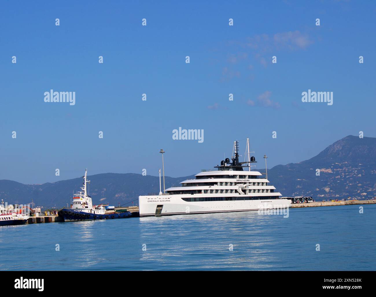 Cruising yacht Emerald Azzurra docked at the Port of Corfu Stock Photo ...