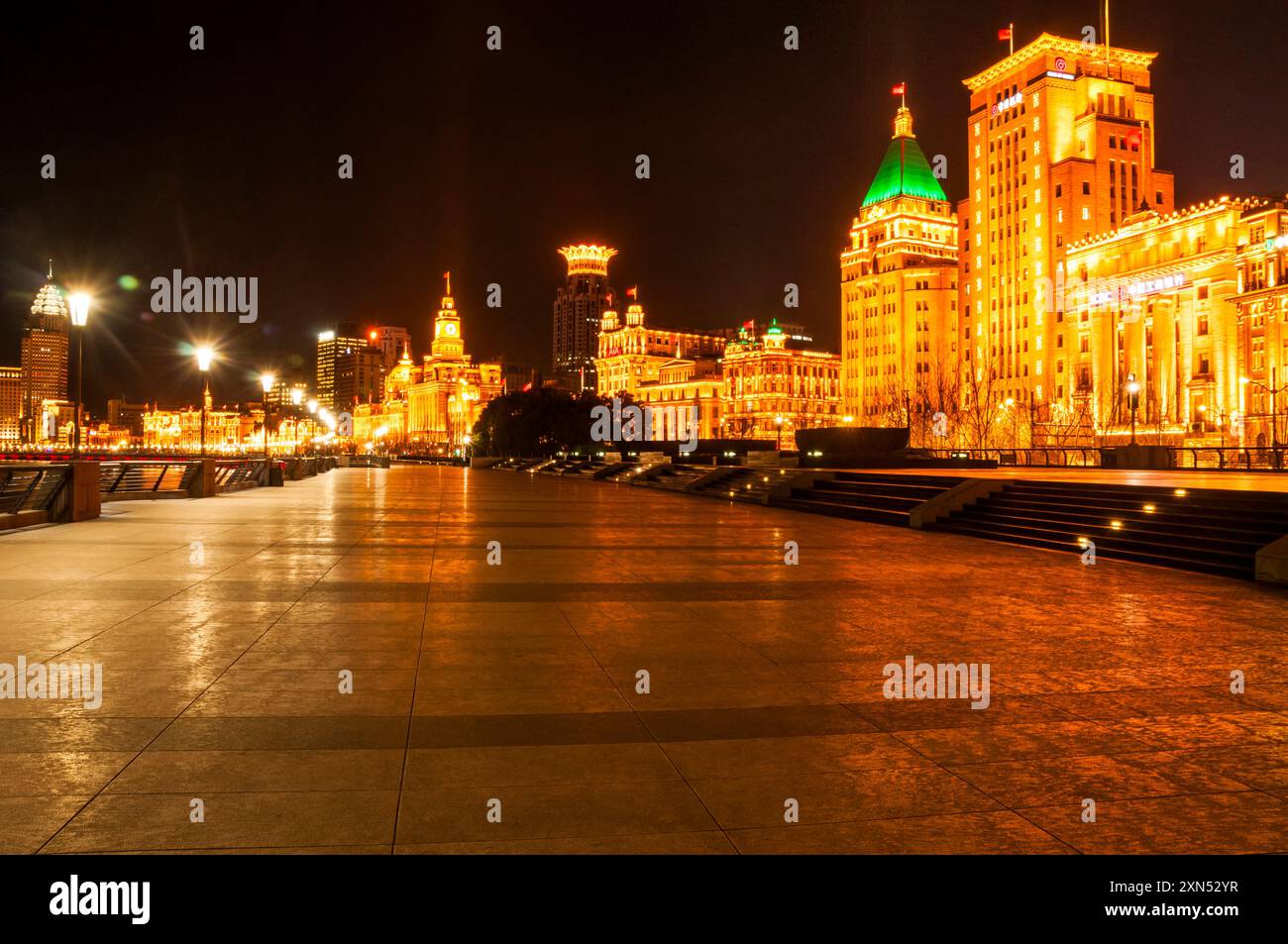 Shanghai’s historic Bund waterfront with its colonial architecture seen ...