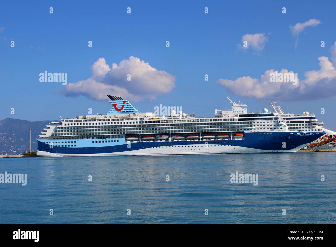 Cruise ship Marella Explorer 2 docked at the Port of Corfu Stock Photo ...