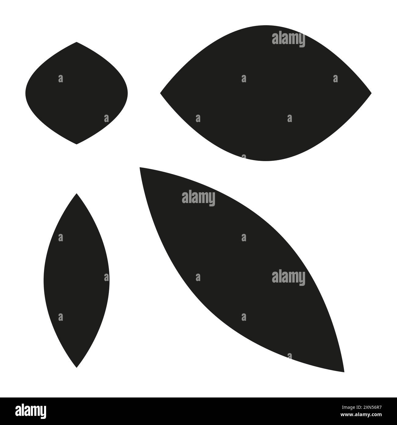 Geometric leaf shapes. Abstract black forms. Vector icon set ...