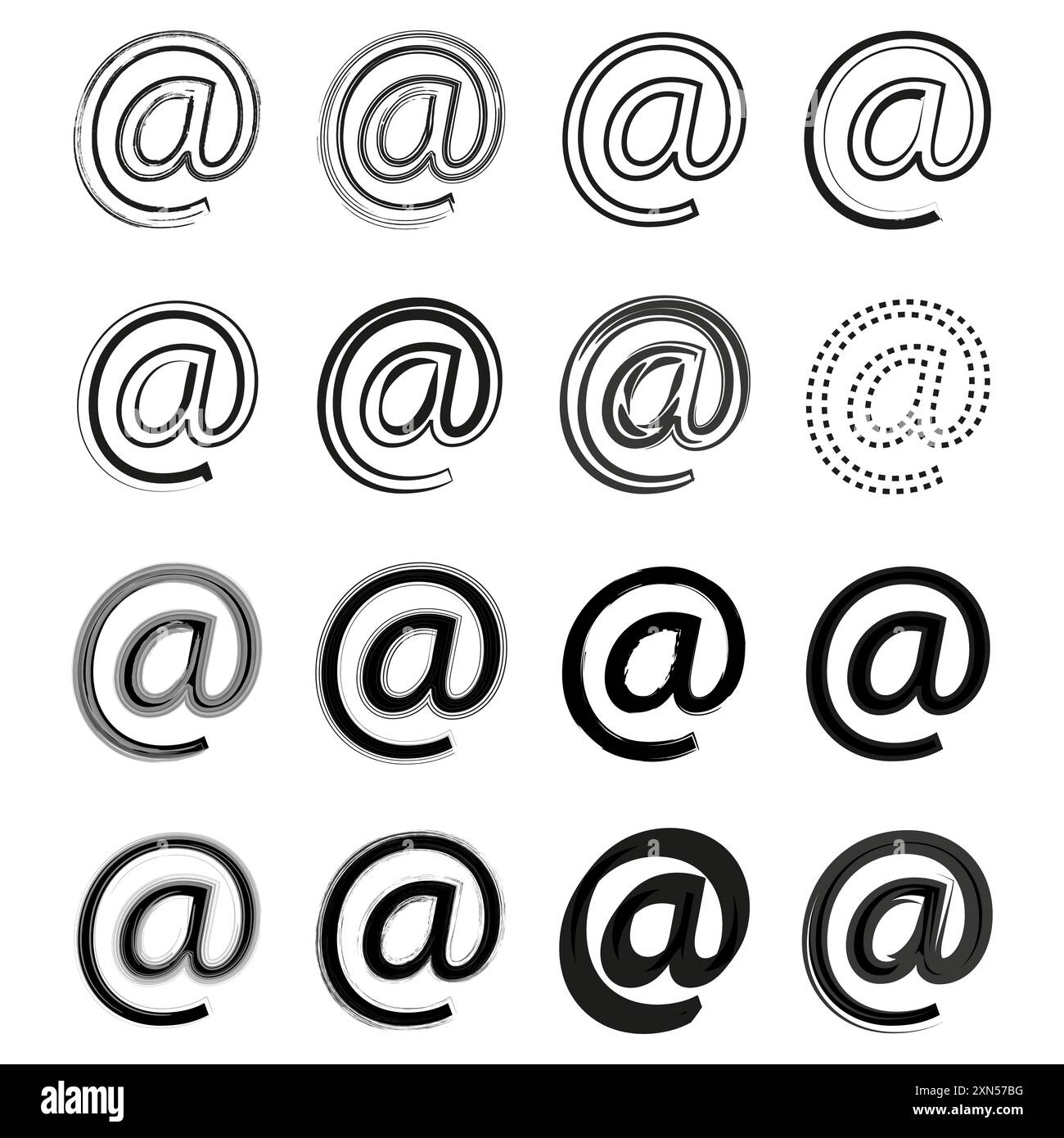 Artistic email icons. Abstract at symbols. Vector communication signs ...