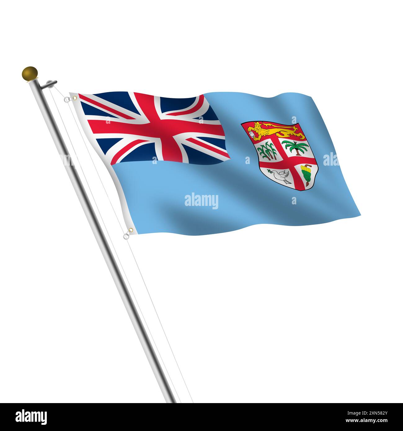 Fiji Flagpole 3d illustration with clipping path Stock Photo - Alamy