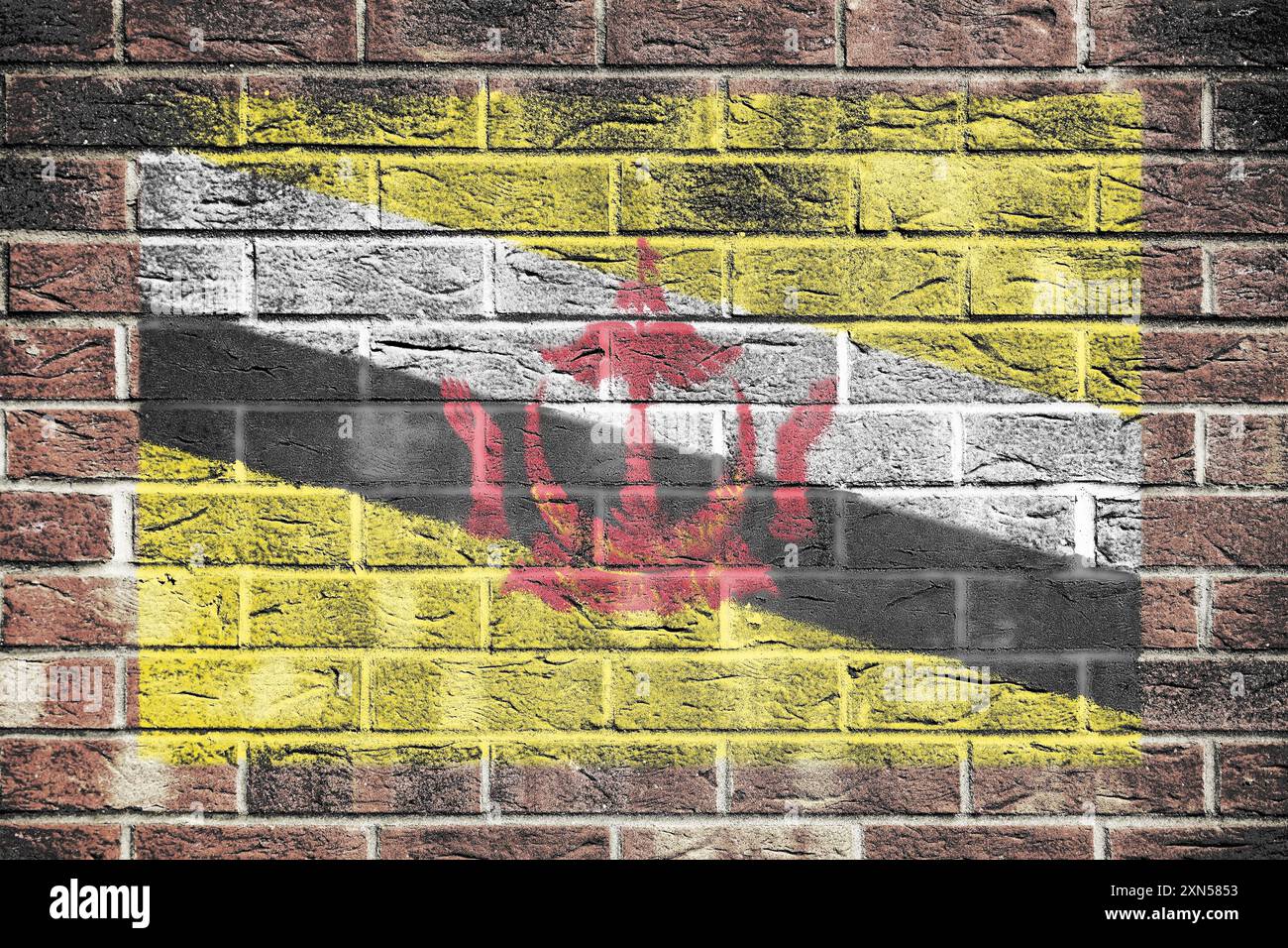 Brunei flag on brick wall background Stock Photo - Alamy