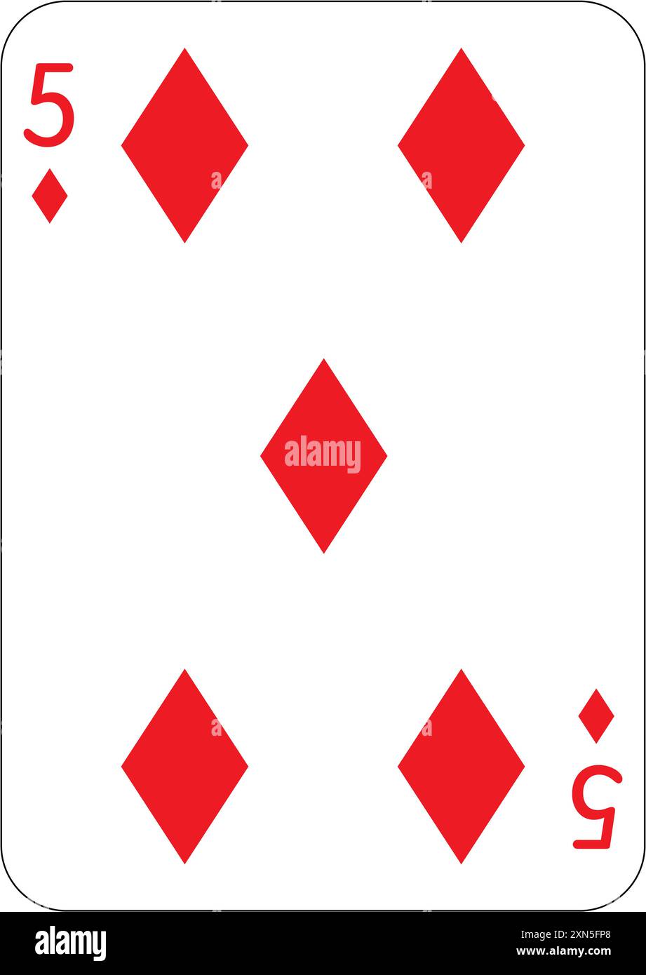 5 of diamonds. One playing card, illustration Stock Photo - Alamy