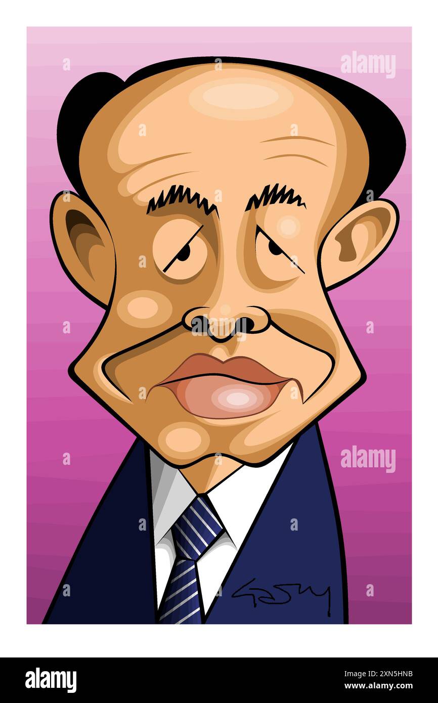 Illustration of the Japanese chemist Ryoji Noyori (born 1938). Noyori ...