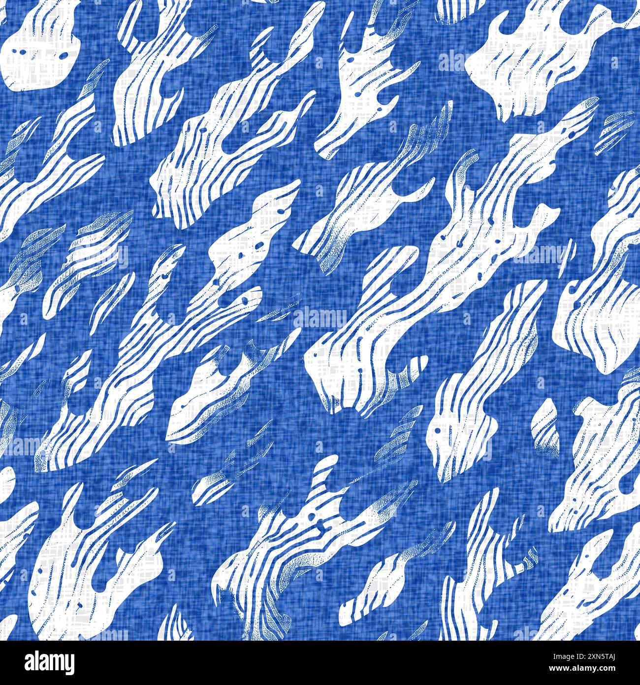 Whimsical seaweed kelp coastal electric blue beach pattern. Batik ...