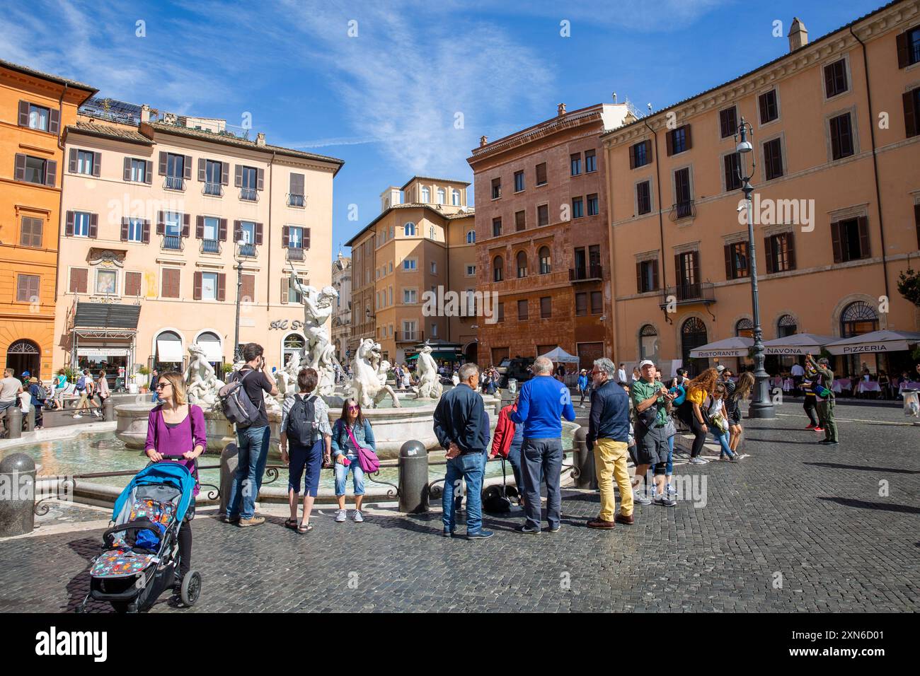 Piazza Navona Rome Italy, tourists visit this famous italian piazza ...