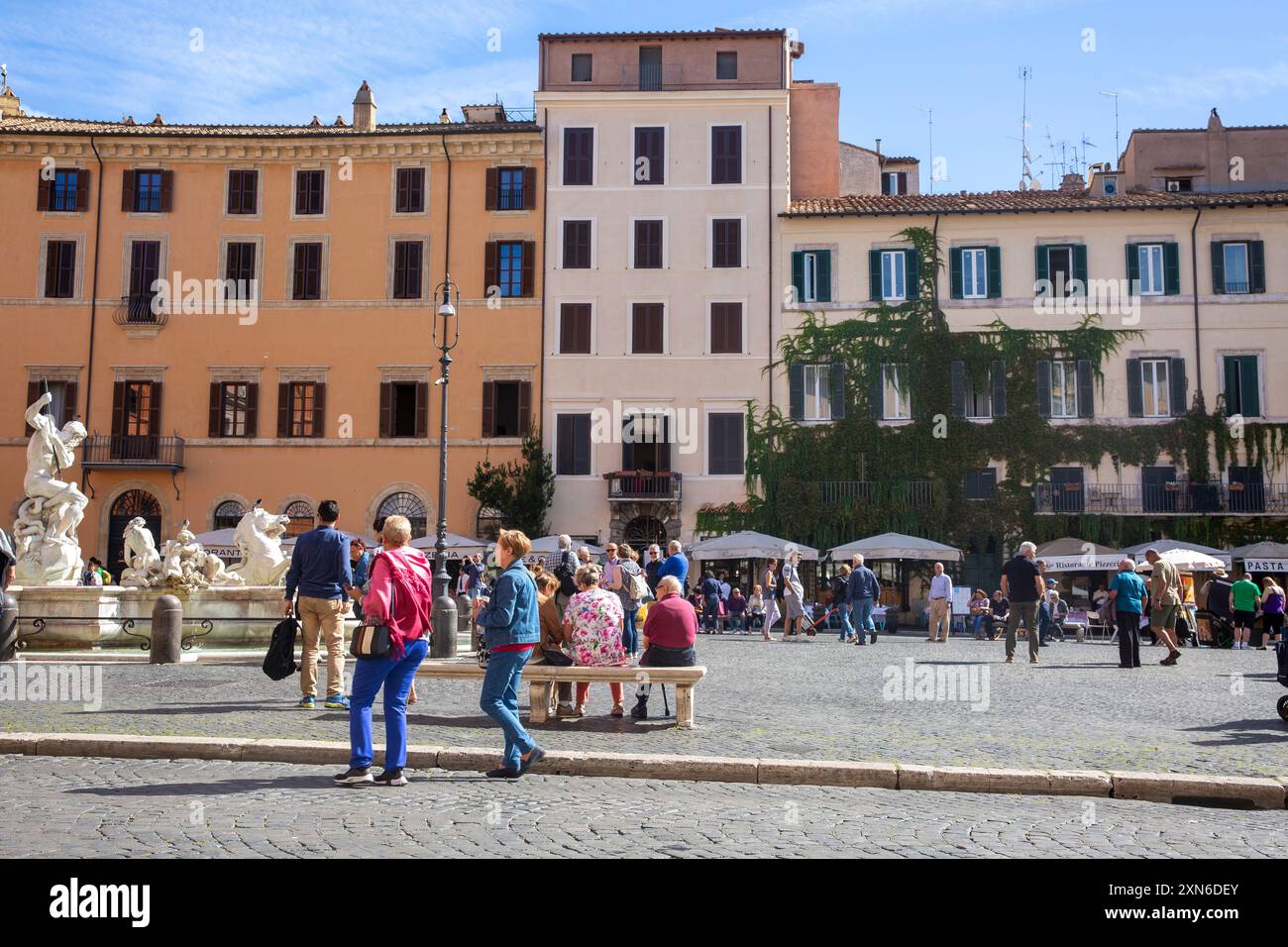 Piazza Navona Rome Italy, tourists visit this famous italian piazza ...