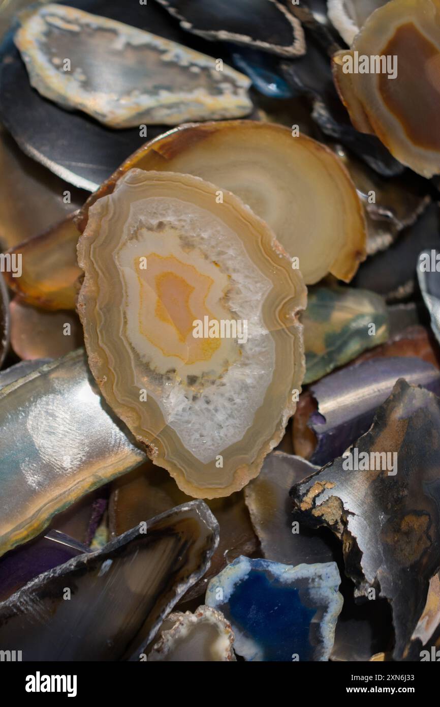 A cross section of Agate gemstone as natural mineral rock Stock Photo ...