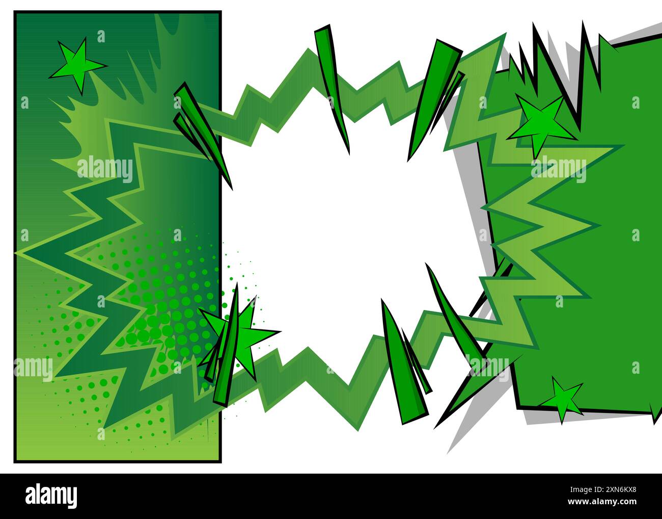 Green cartoon background, comic book abstract backdrop. Retro vector ...