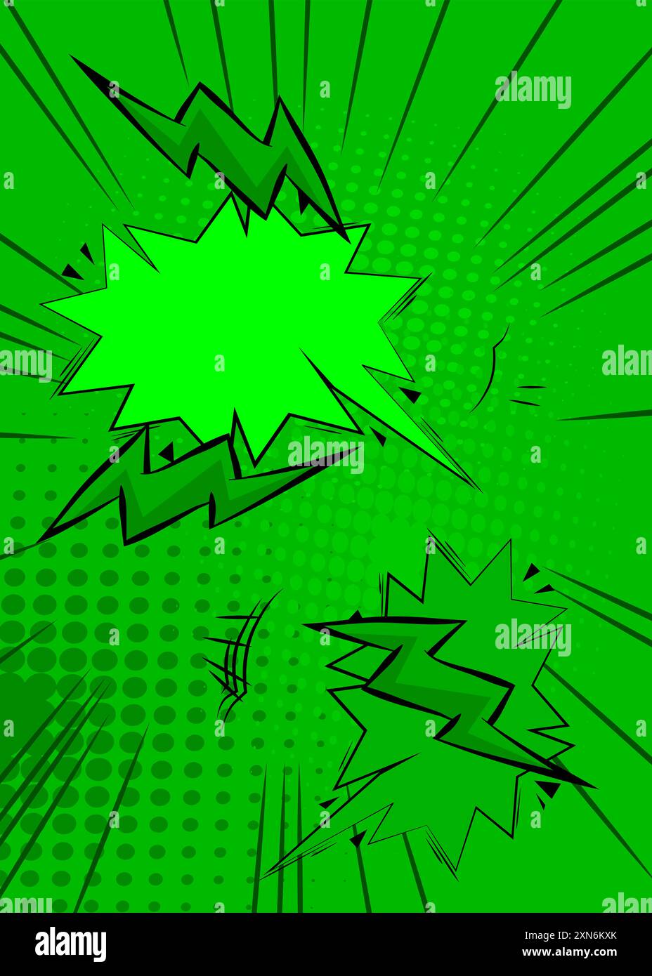 Green cartoon background, comic book abstract backdrop. Retro vector ...