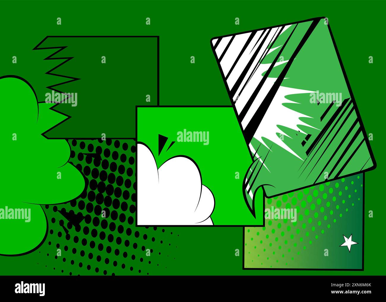 Green cartoon background, comic book abstract backdrop. Retro vector ...