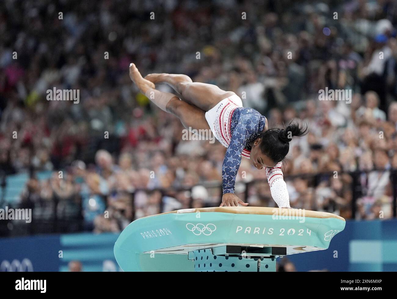 U.S. gymnast Simone Biles performs on the vault in the women's artistic ...