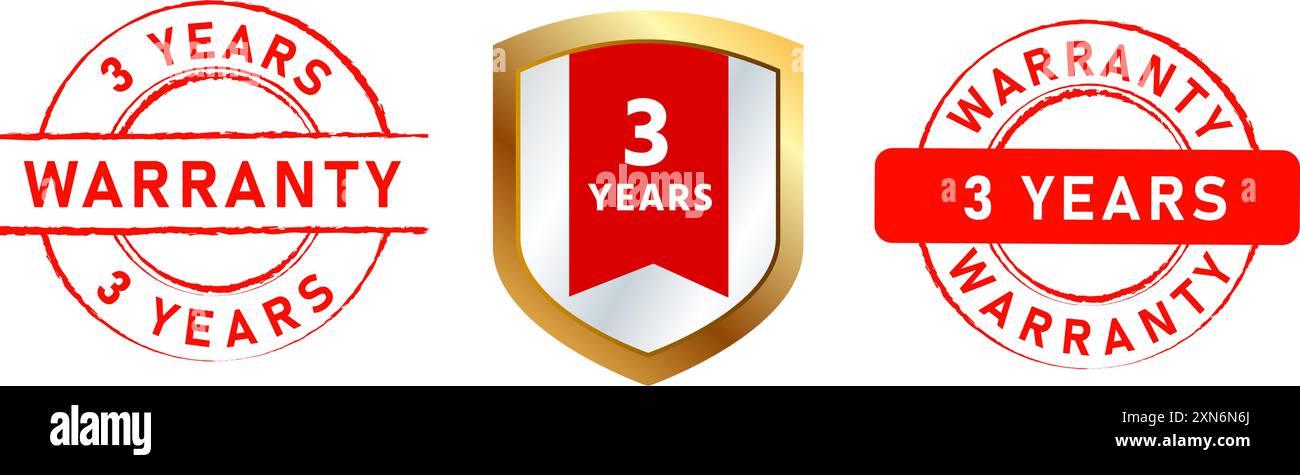 3 years warranty product customer support stamp badge sticker emblem ...
