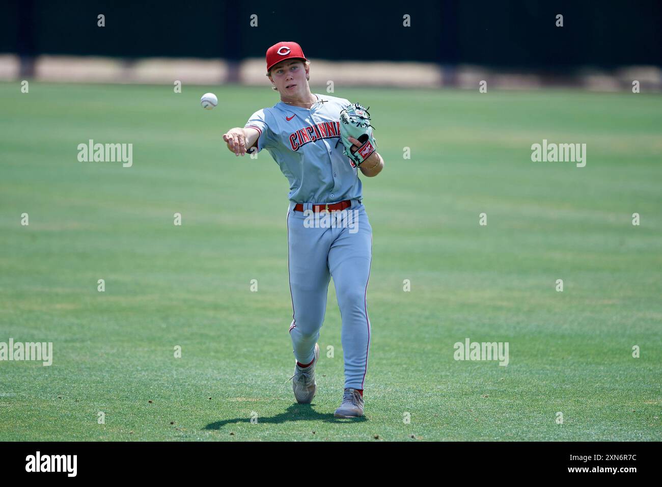 Sammy Stafura (9) of ACL Reds warms up prior to an MiLB Arizona Complex ...