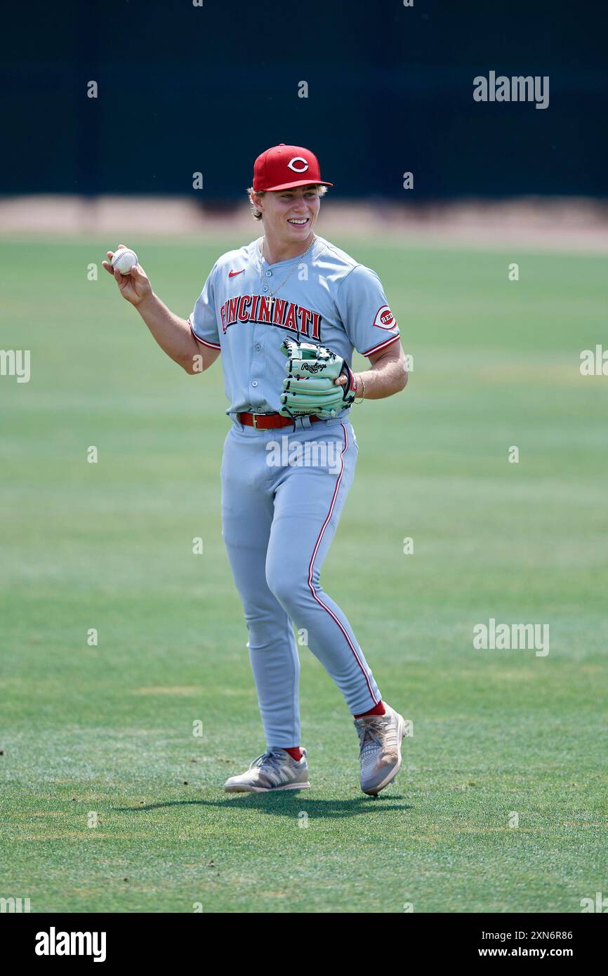 Sammy Stafura (9) of ACL Reds warms up prior to an MiLB Arizona Complex ...