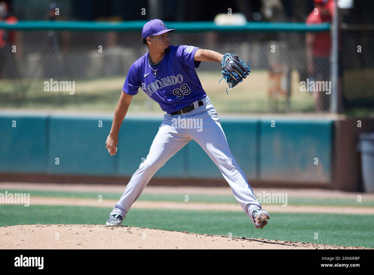 ACL Rockies pitcher Bryan Mena (99) delivers a pitch during an MiLB ...