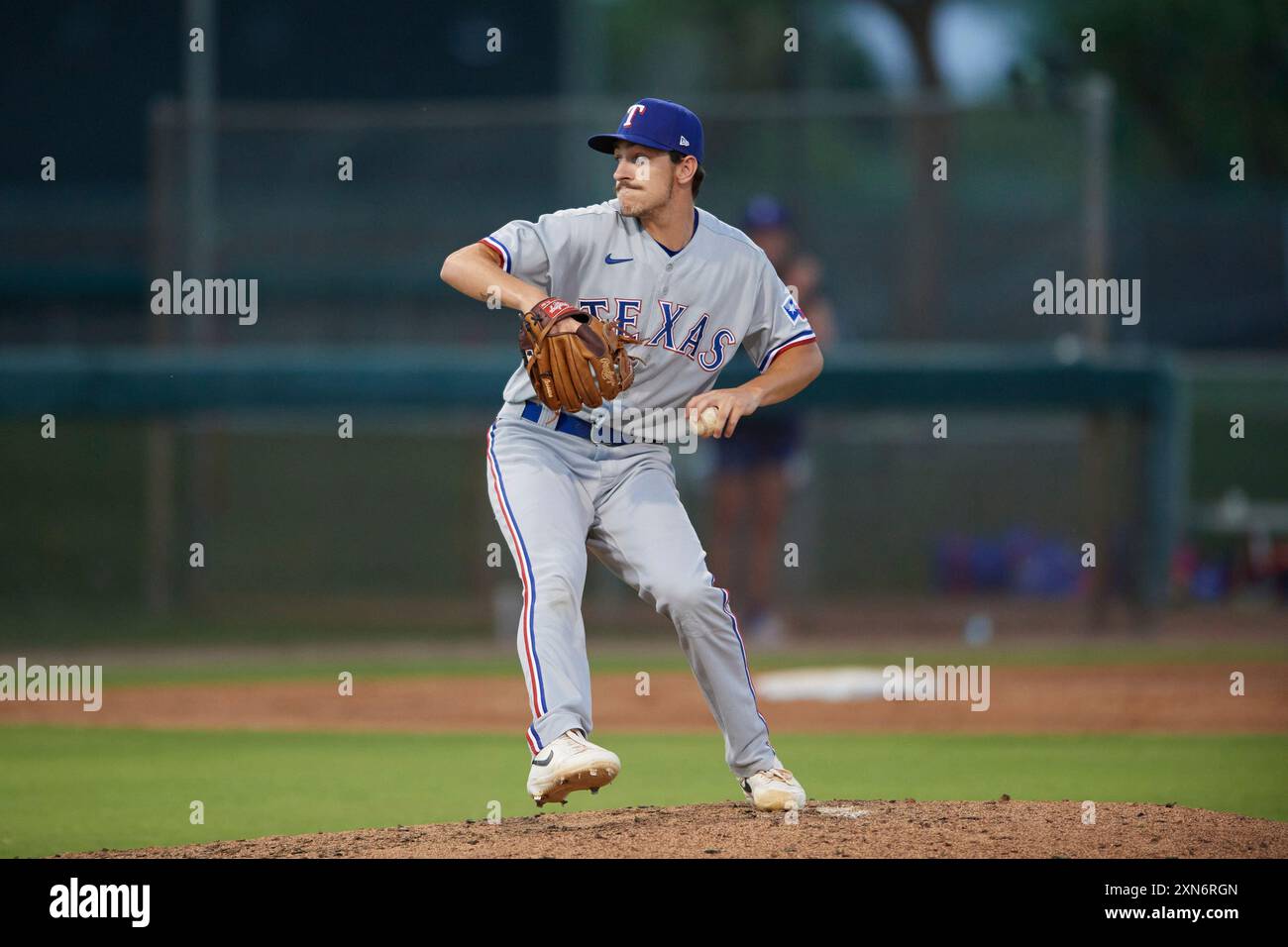 ACL Rangers pitcher Thomas Ireland (36) delivers a pitch during an MiLB ...