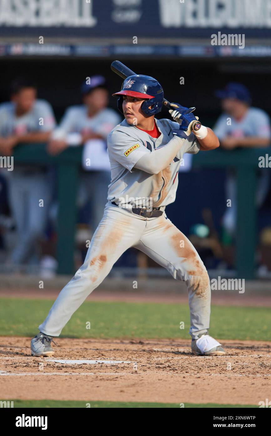 Steven Milam (4) (LSU) of Team Stripes at bat during a Collegiate ...
