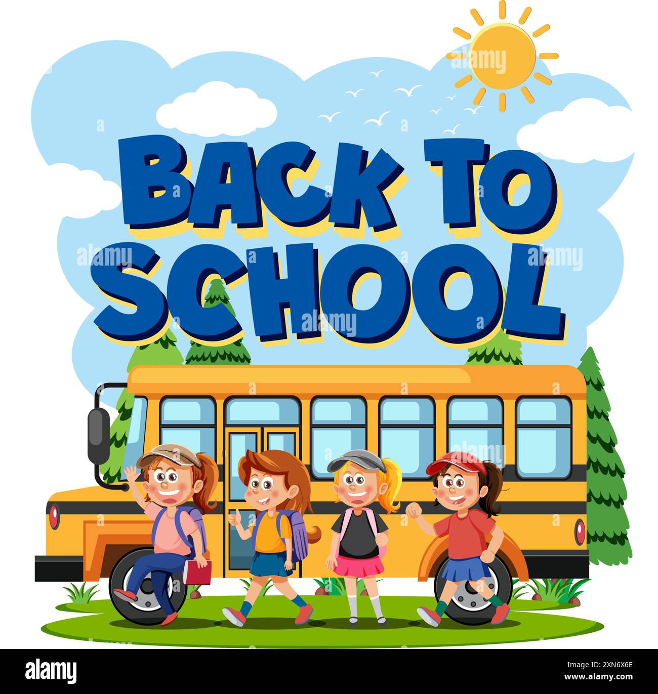 Kids excitedly returning to school together Stock Vector Image & Art ...