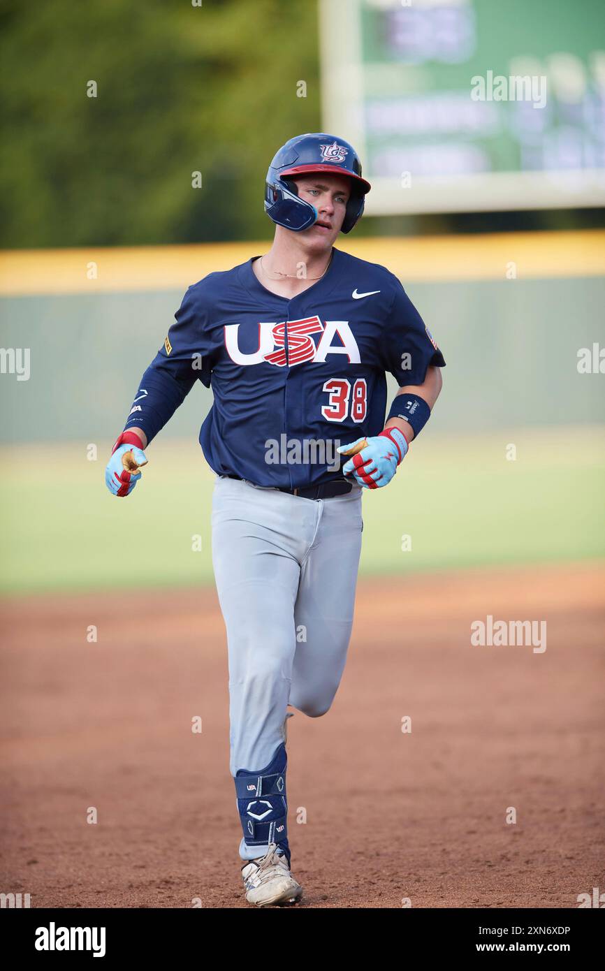 Brooks Bryan (38) (Troy) of Team Stars runs to third base during a ...
