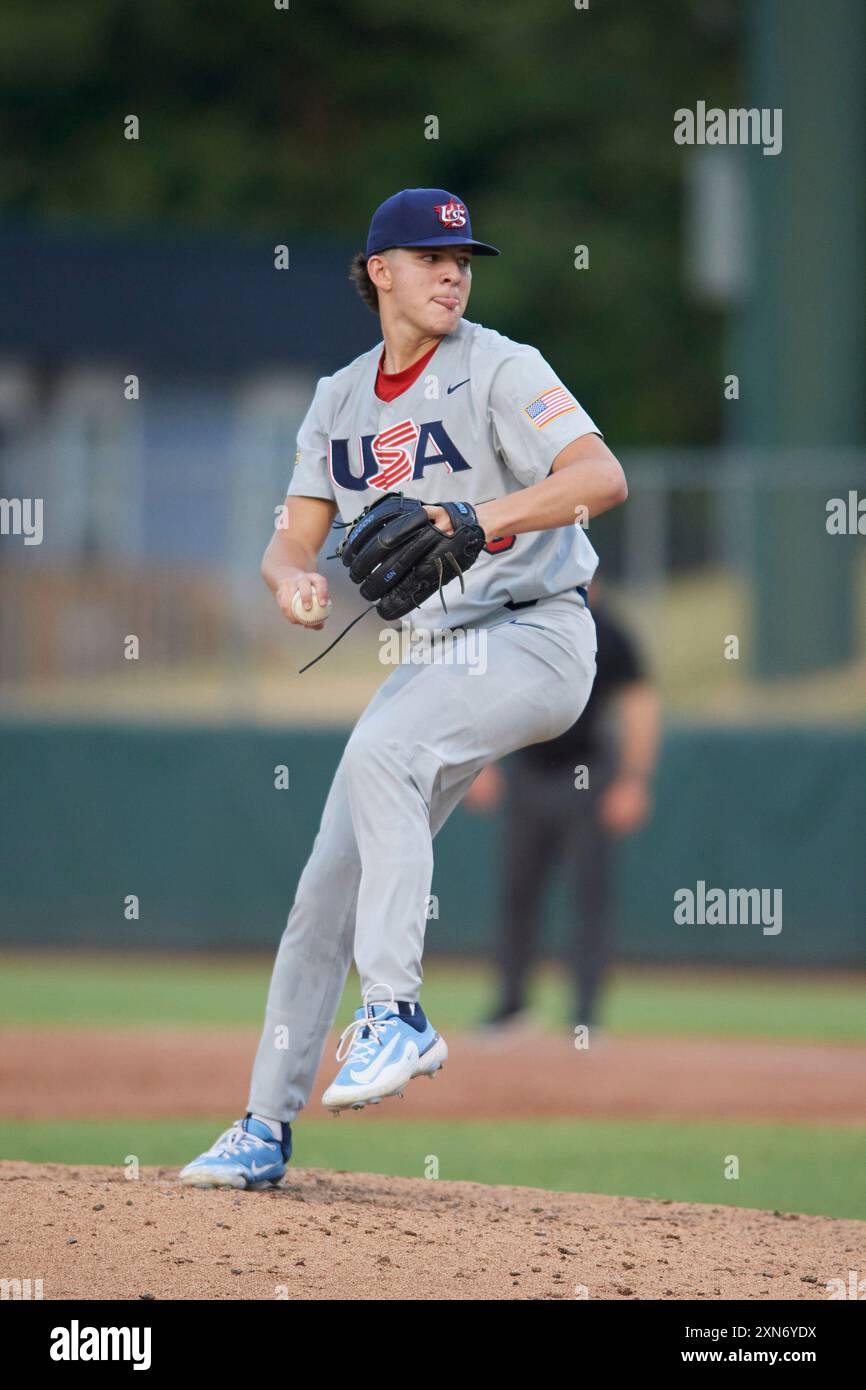Team Stripes pitcher Jason DeCaro (29) (UNC-Chapel Hill) delivers a ...