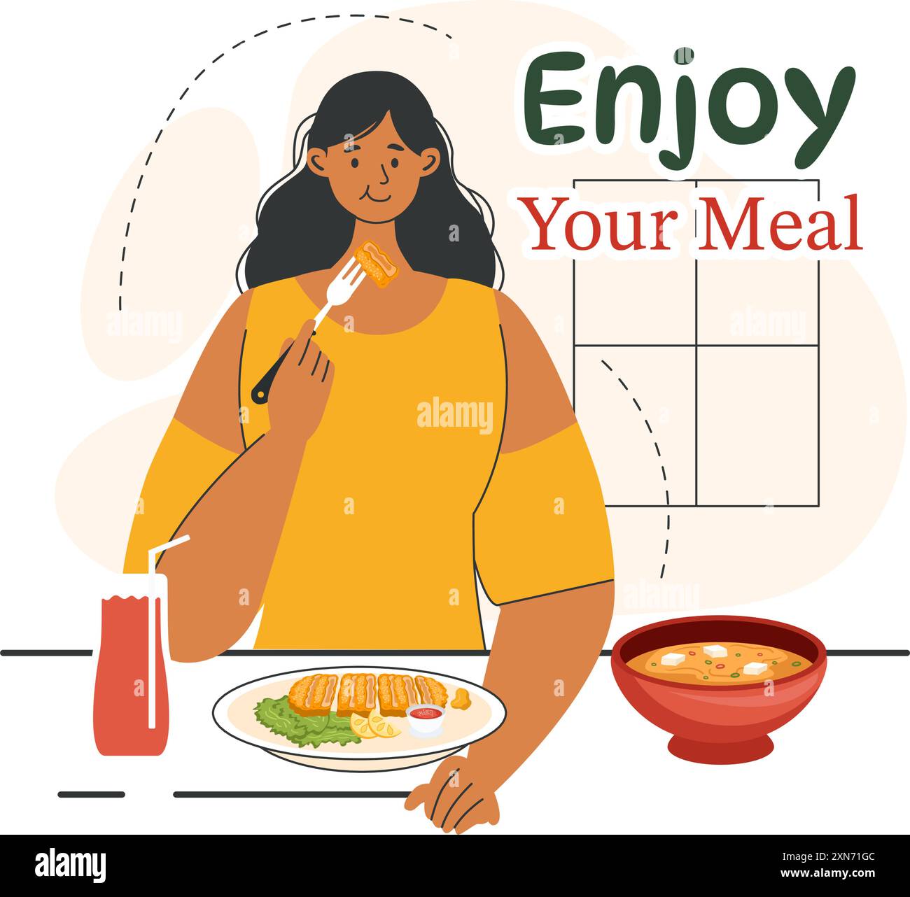 Enjoy Your Meal Vector Illustration of a Variety of Delicious Food in ...