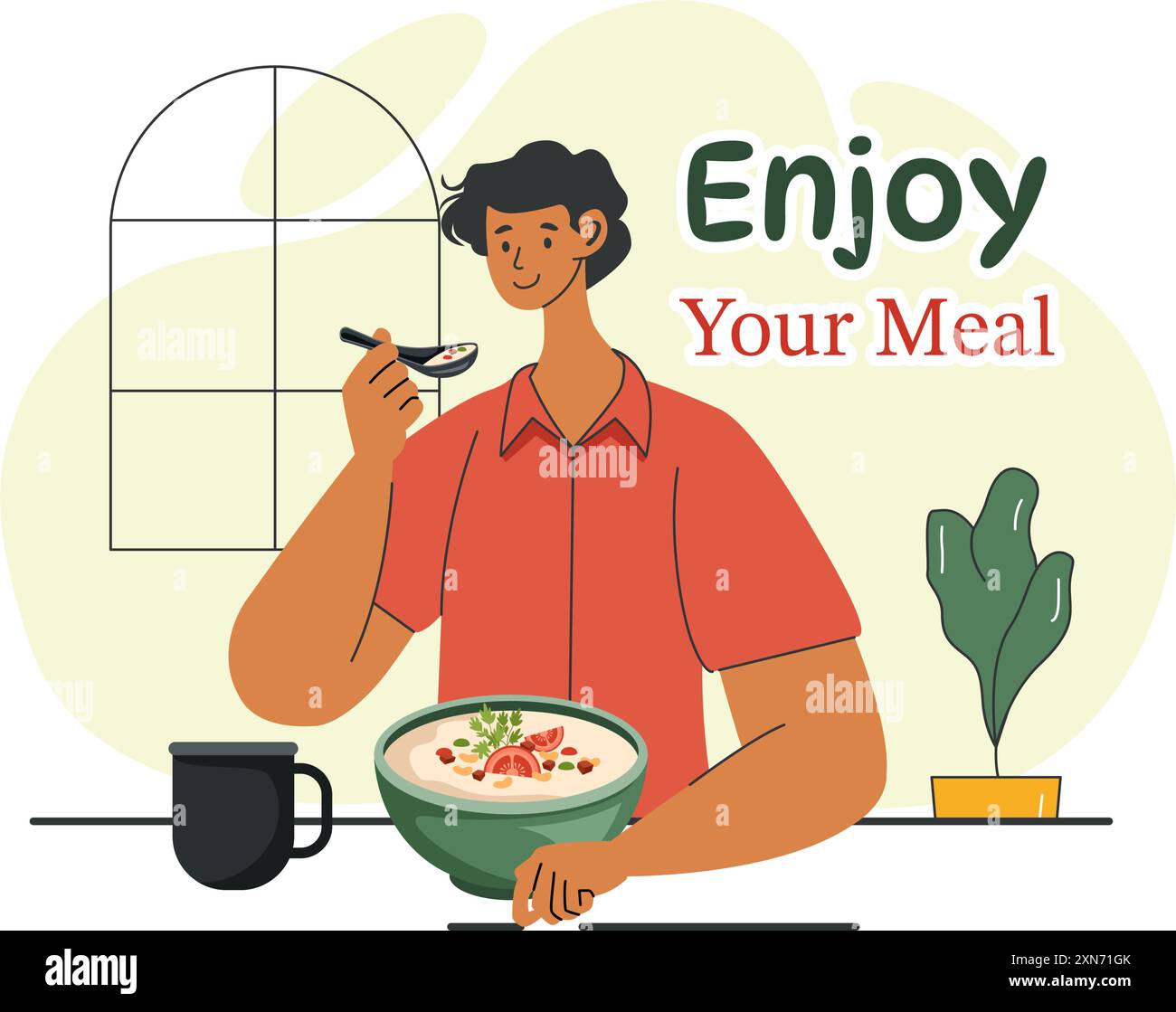 Enjoy Your Meal Vector Illustration of a Variety of Delicious Food in ...