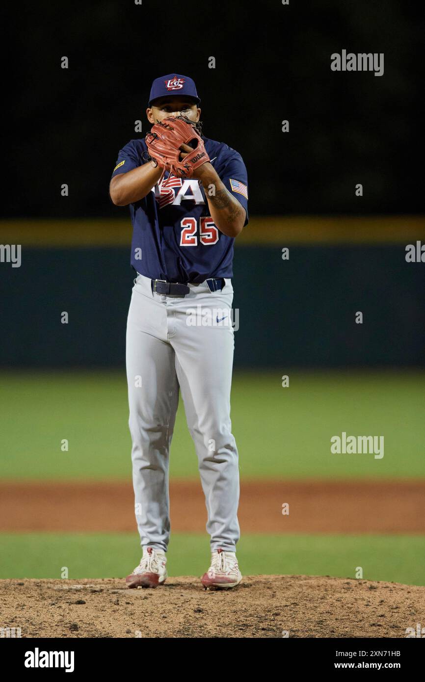 Team Stars pitcher Derrick Smith (25) (NC State) looks in for the sign ...
