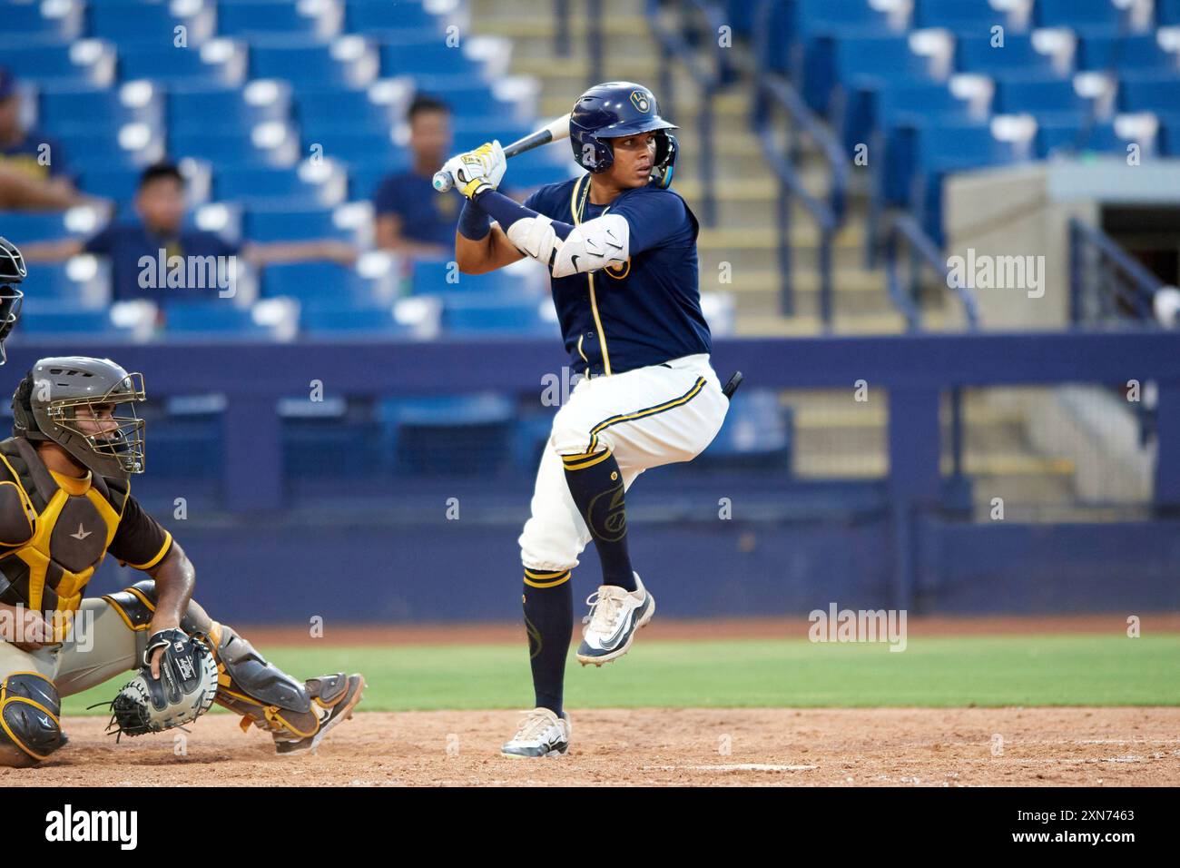 Juan Baez (20) of the ACL Brewers at bat during an Arizona Complex ...