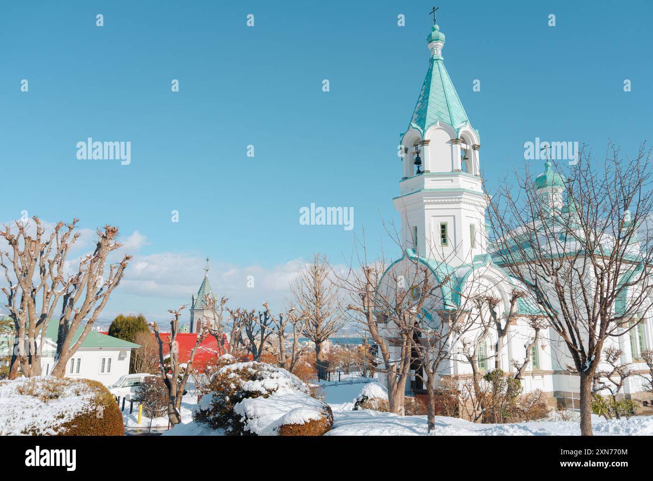 Winter of Motomachi Hakodate Orthodox Church in Hokkaido, Japan Stock ...