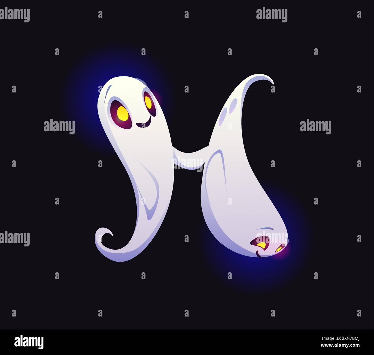 Letter H Halloween ghost font, scary typeface, horror evil type, spooky ...