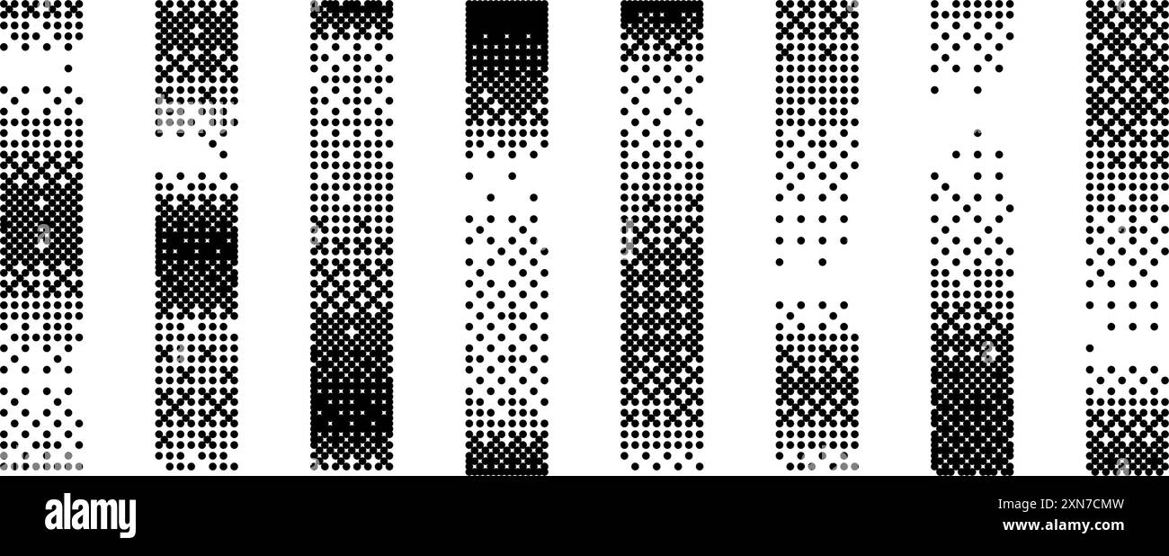 Halftone Vertical Gradient Border Set Pixelated Long Dotted Separator